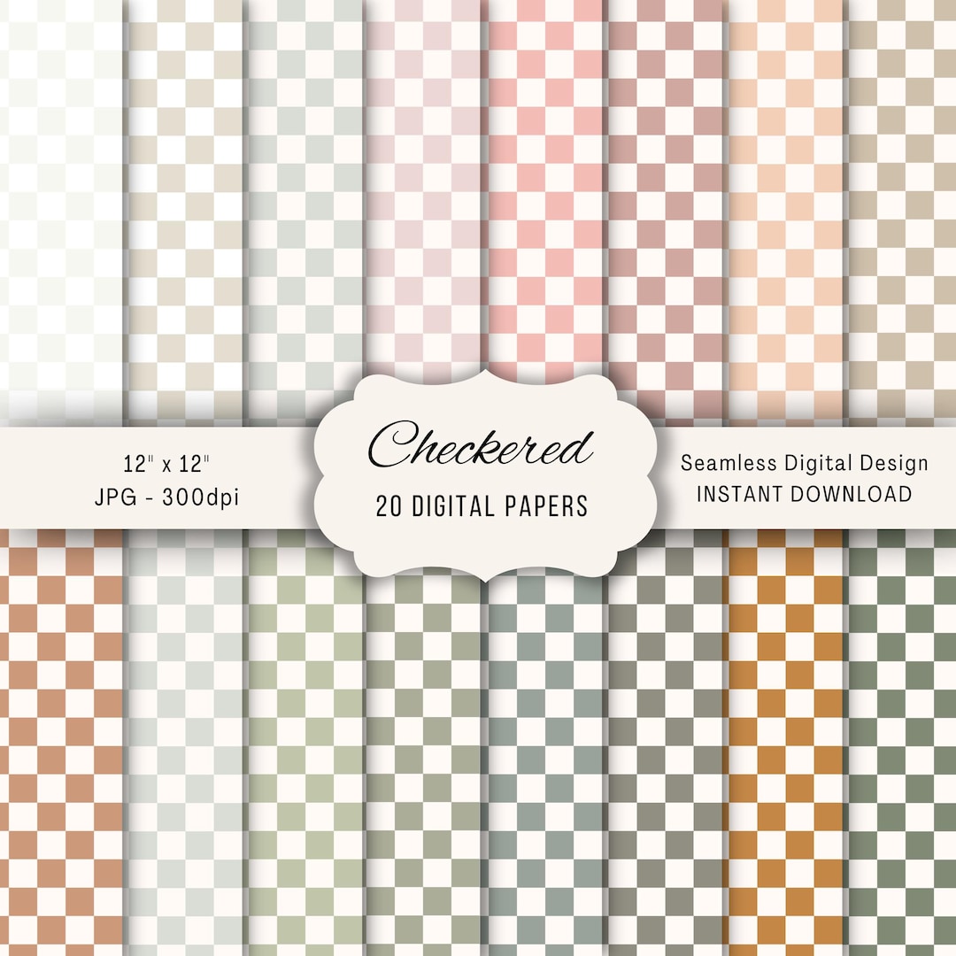 Muted Checkered Seamless Pattern, Muted Boho Backgrounds, Printable ...