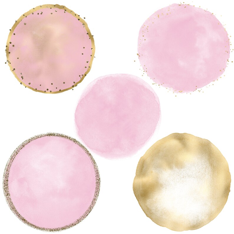 Blush and Gold Watercolor Elements - Watercolor Clipart - Frame ...