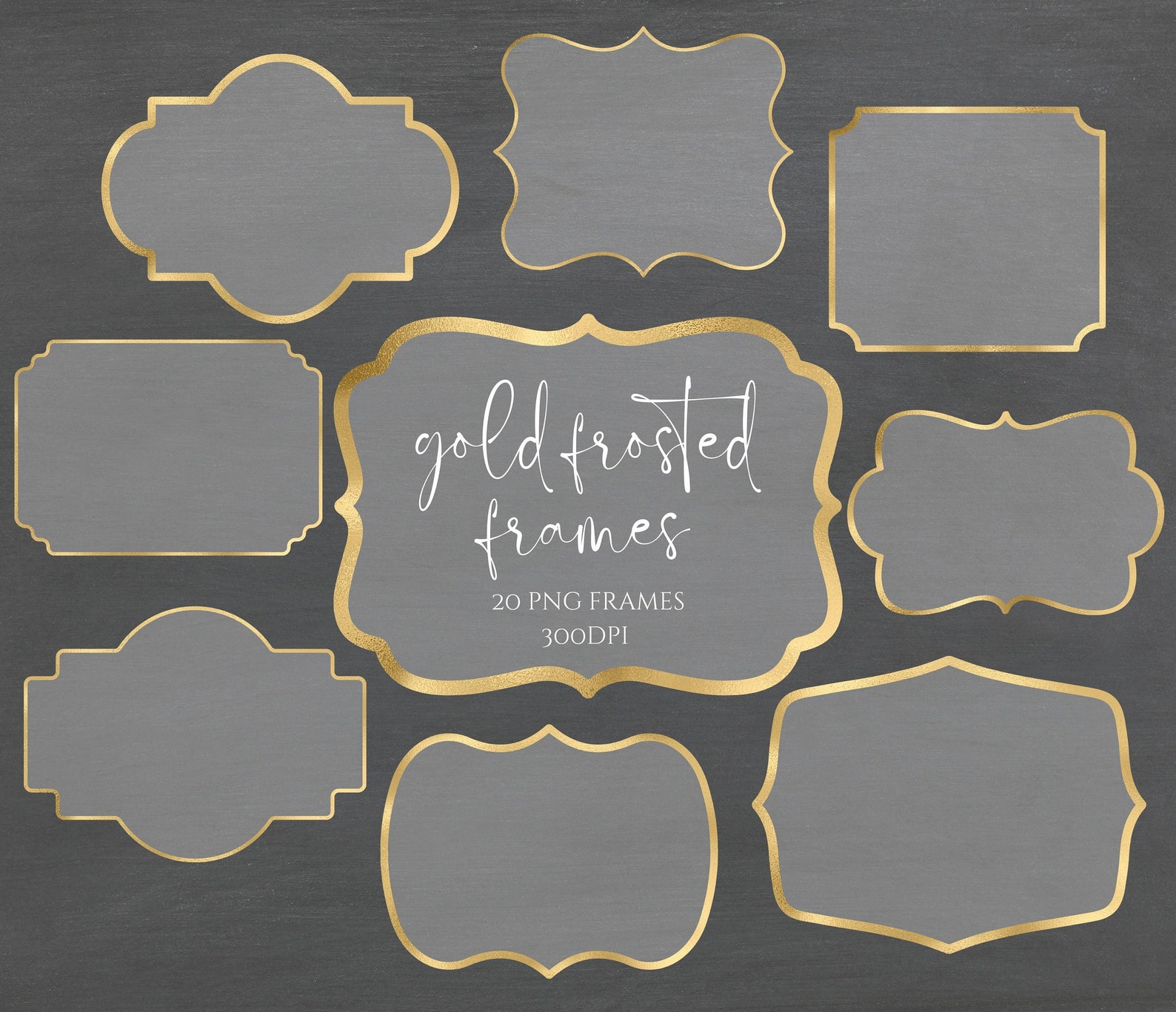 Gold Frosted Frames Frame Clipart Vintage Border Frames - Etsy