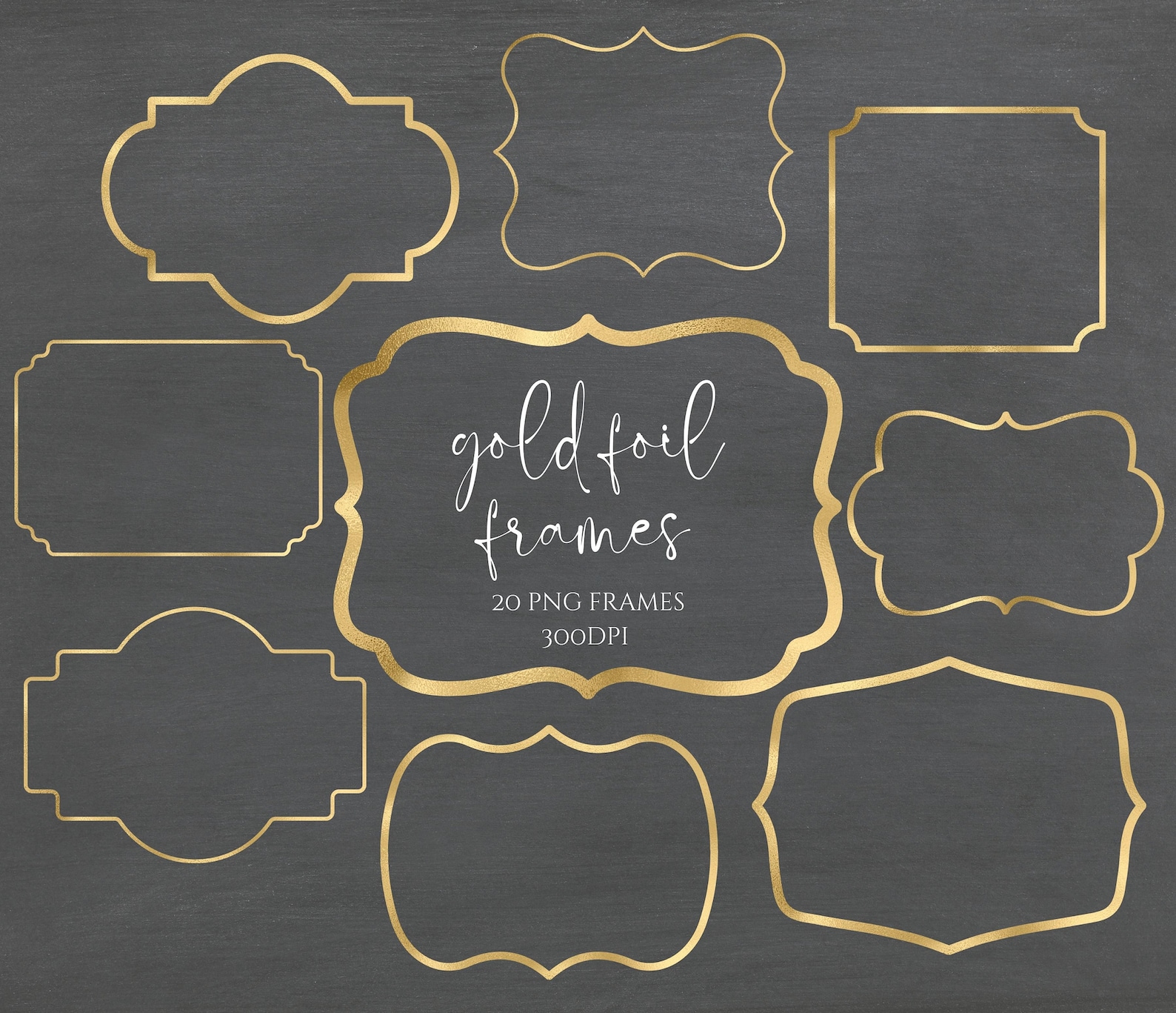 Gold Foil Frames, Frame Clipart, Vintage Border Frames PNG - Etsy