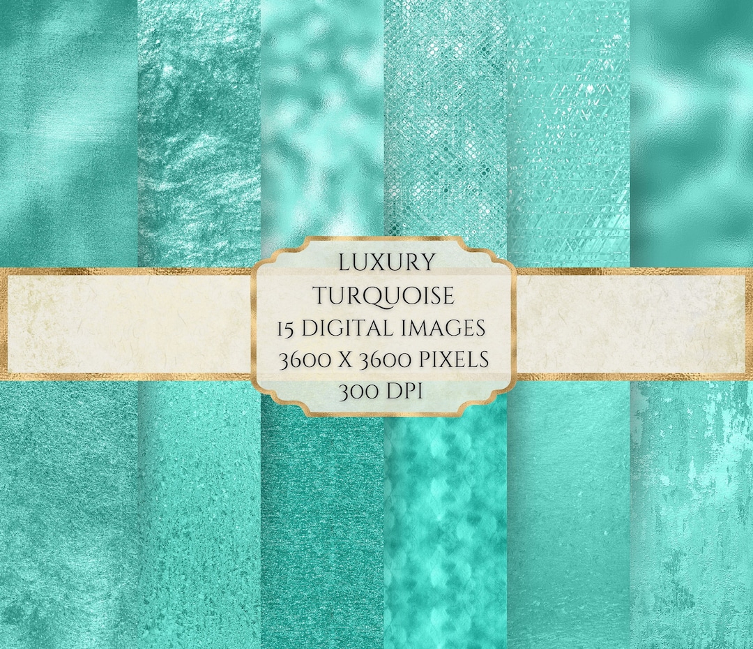 Luxury Turquoise Digital Paper, Metallic Texture, Foil Texture Paper ...