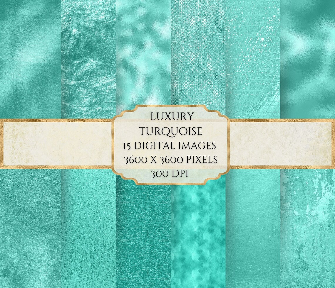 Luxury Turquoise Digital Paper Metallic Texture Foil - Etsy
