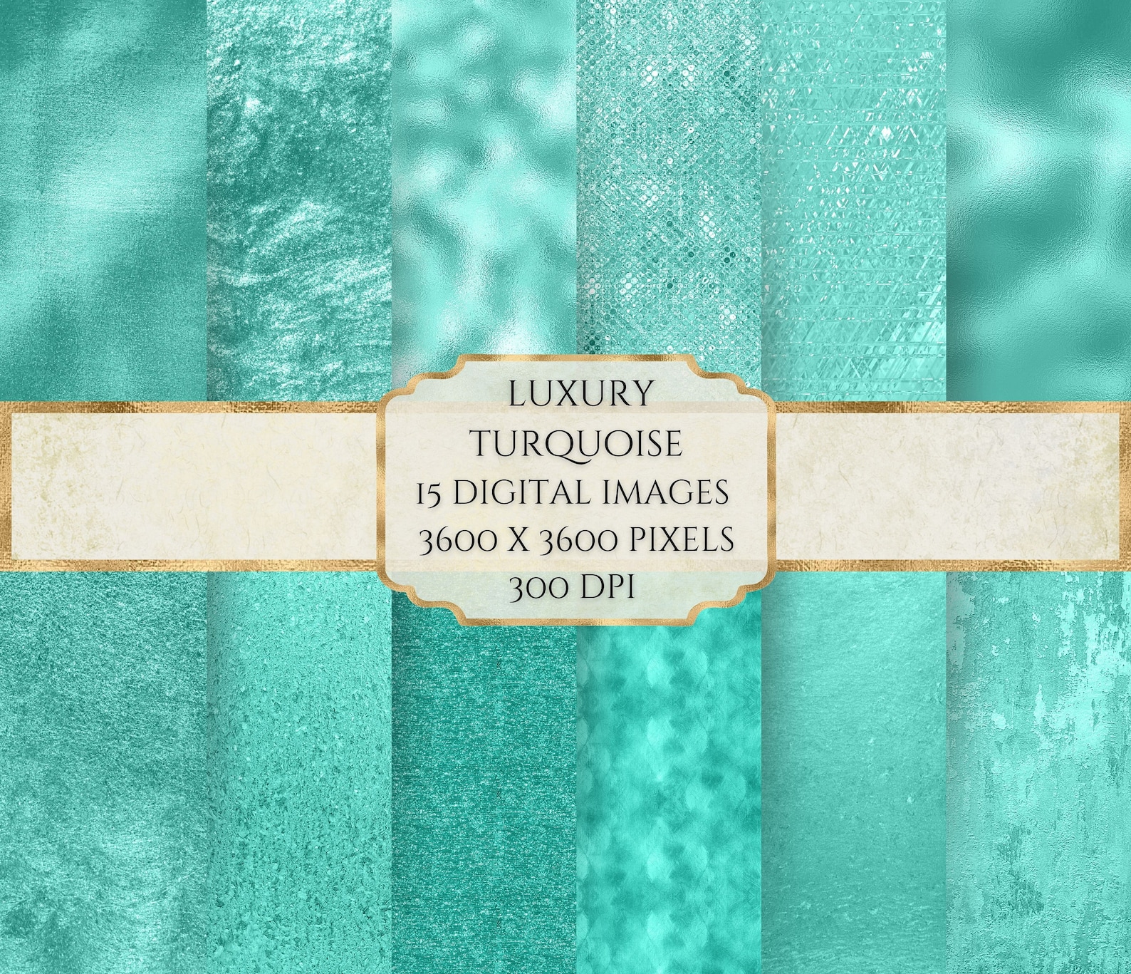Luxury Turquoise Digital Paper Metallic Texture Foil - Etsy