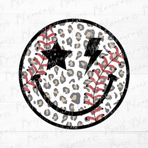 Distressed Baseball Smiley Face PNG Retro Smiley Face - Etsy