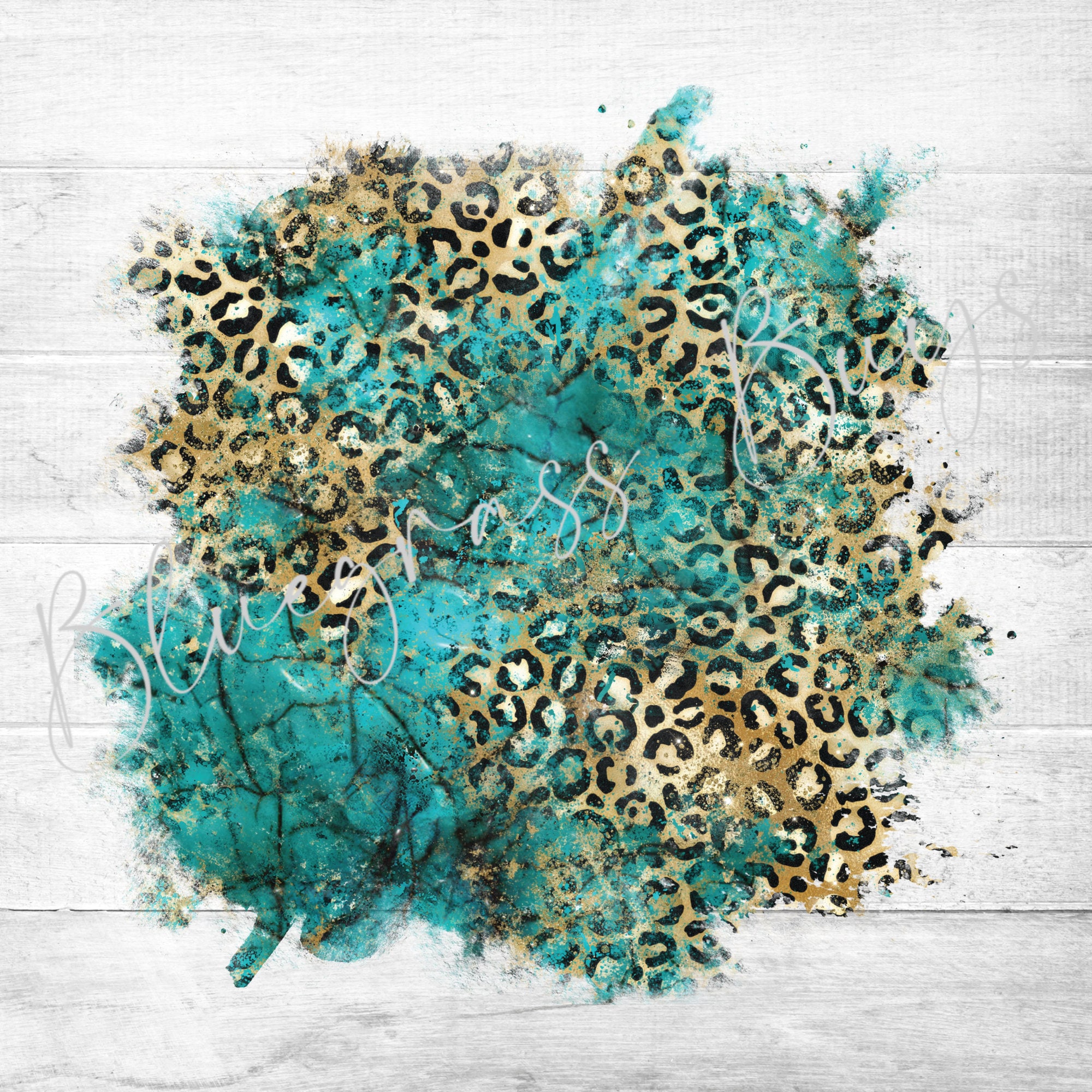 Turquoise Leopard Background PNG Grunge Cheetah Backsplash | Etsy