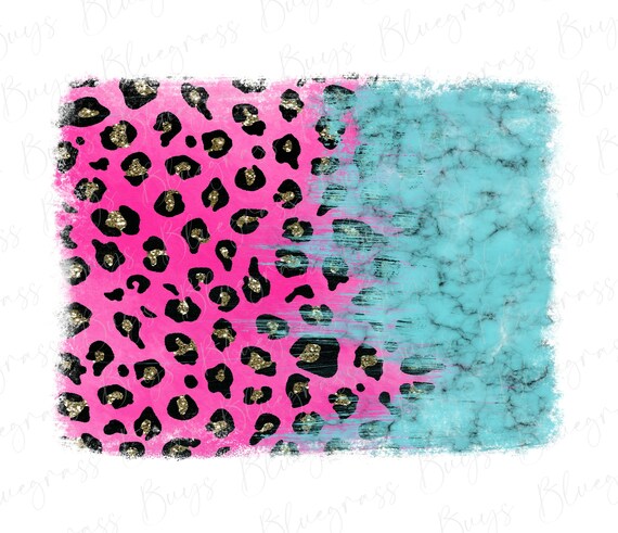 Pink Leopard and Turquoise Background PNG Cheetah Background | Etsy