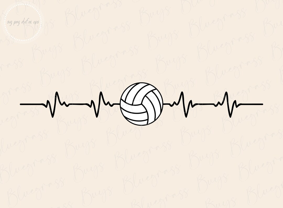 Volleyball Heartbeat SVG, Volleyball Cut File, Sports Clipart, EKG ...