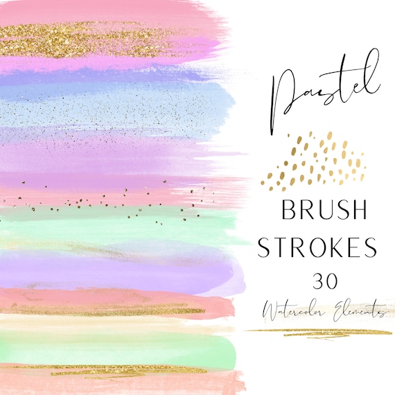 Craft Supplies & Tools Paint Stroke Elements Pink Pastel Watercolor ...