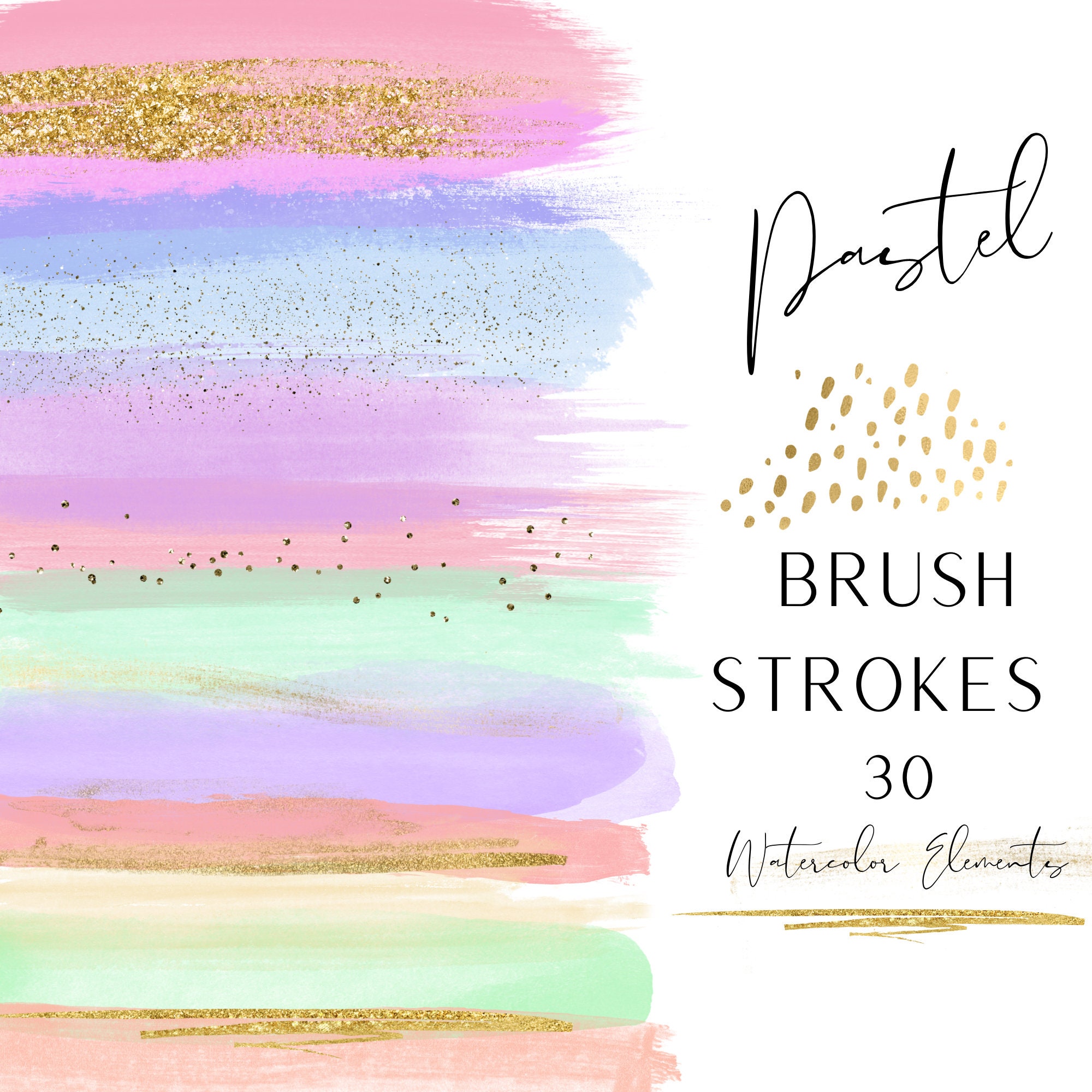Pastel Watercolor Brush Strokes Watercolor Clipart Paint - Etsy