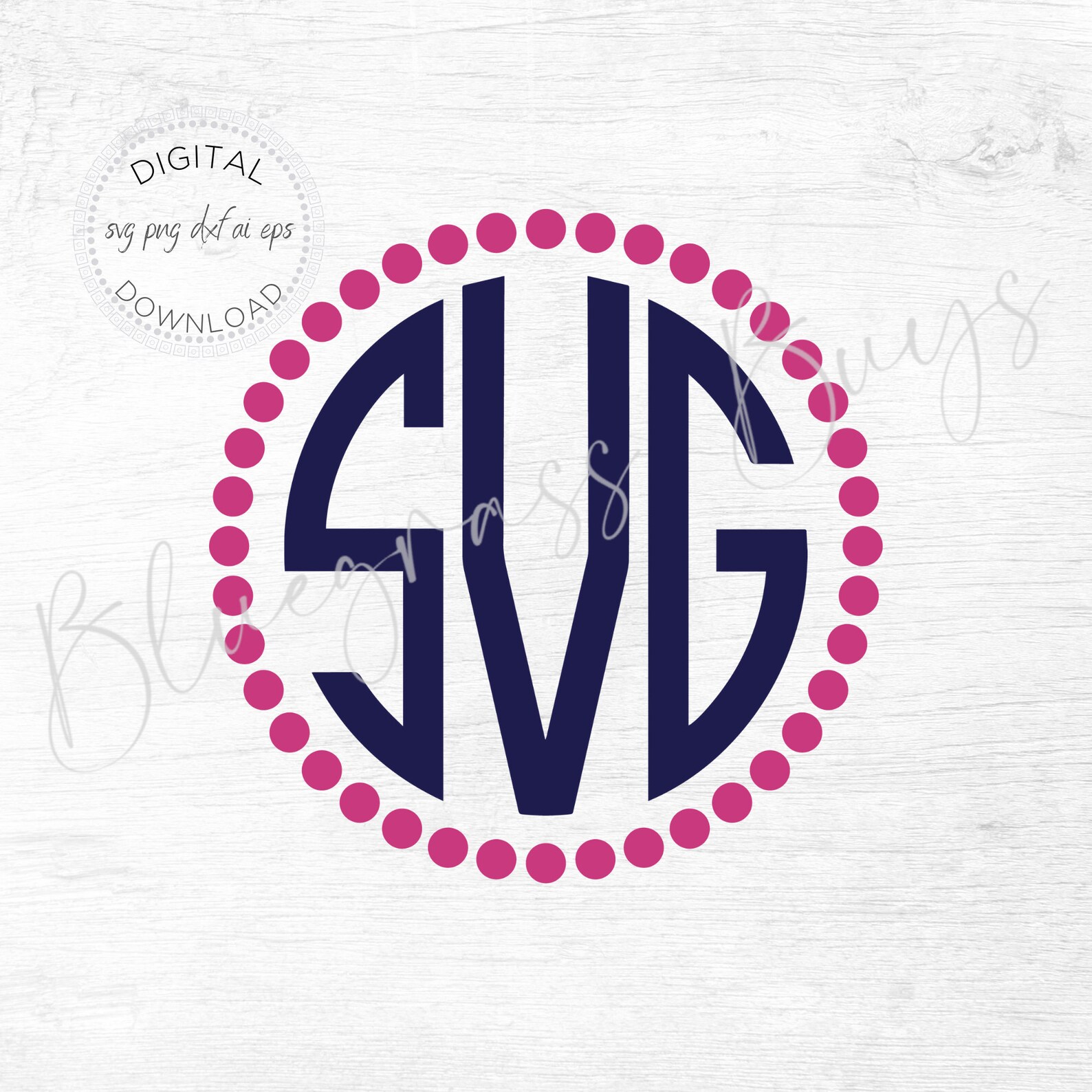 Dotted Circle Frame SVG Monogram Frame SVG Dotted Name - Etsy