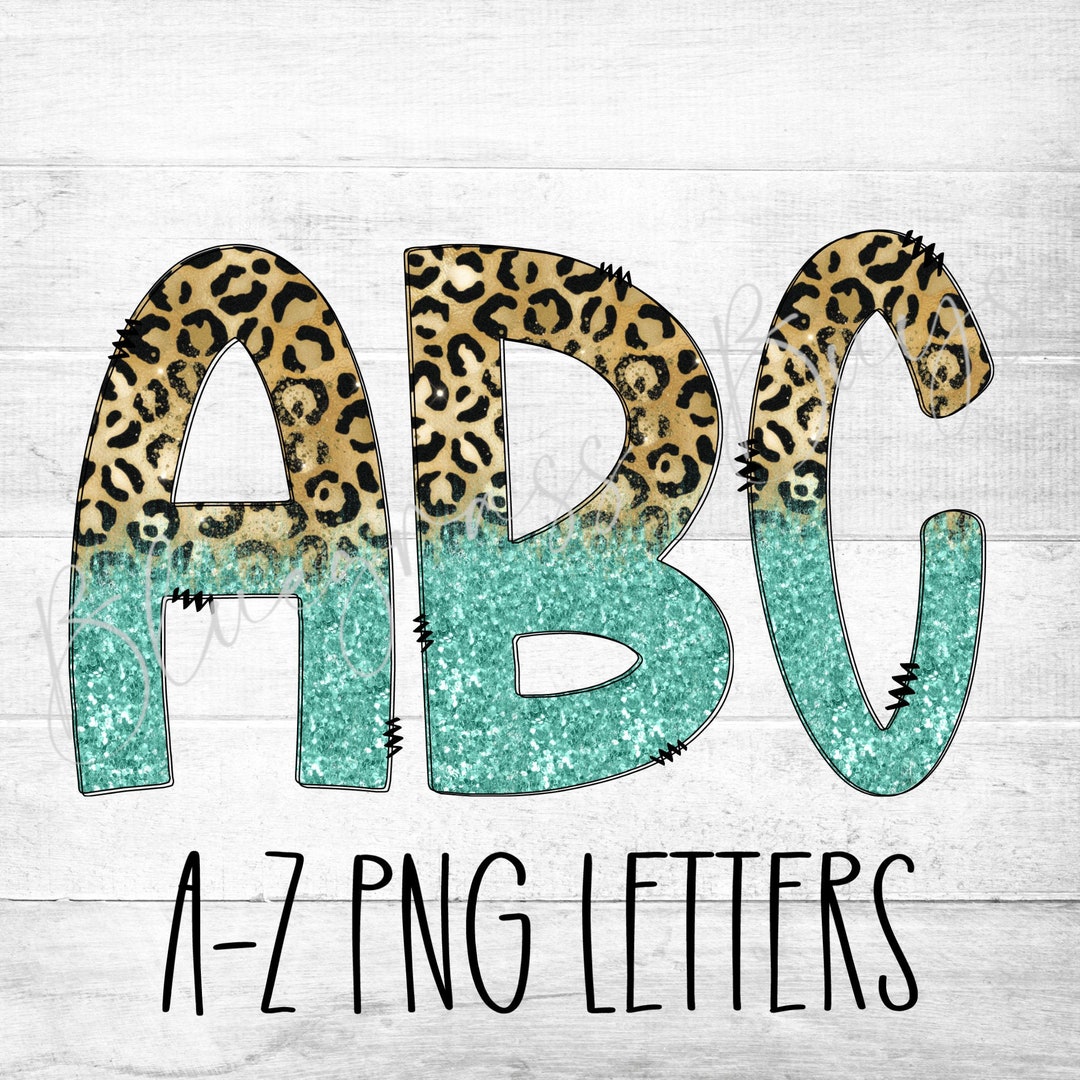 A-Z Leopard and Turquoise Doodle Letters - PNG Doodle Alphabet ...