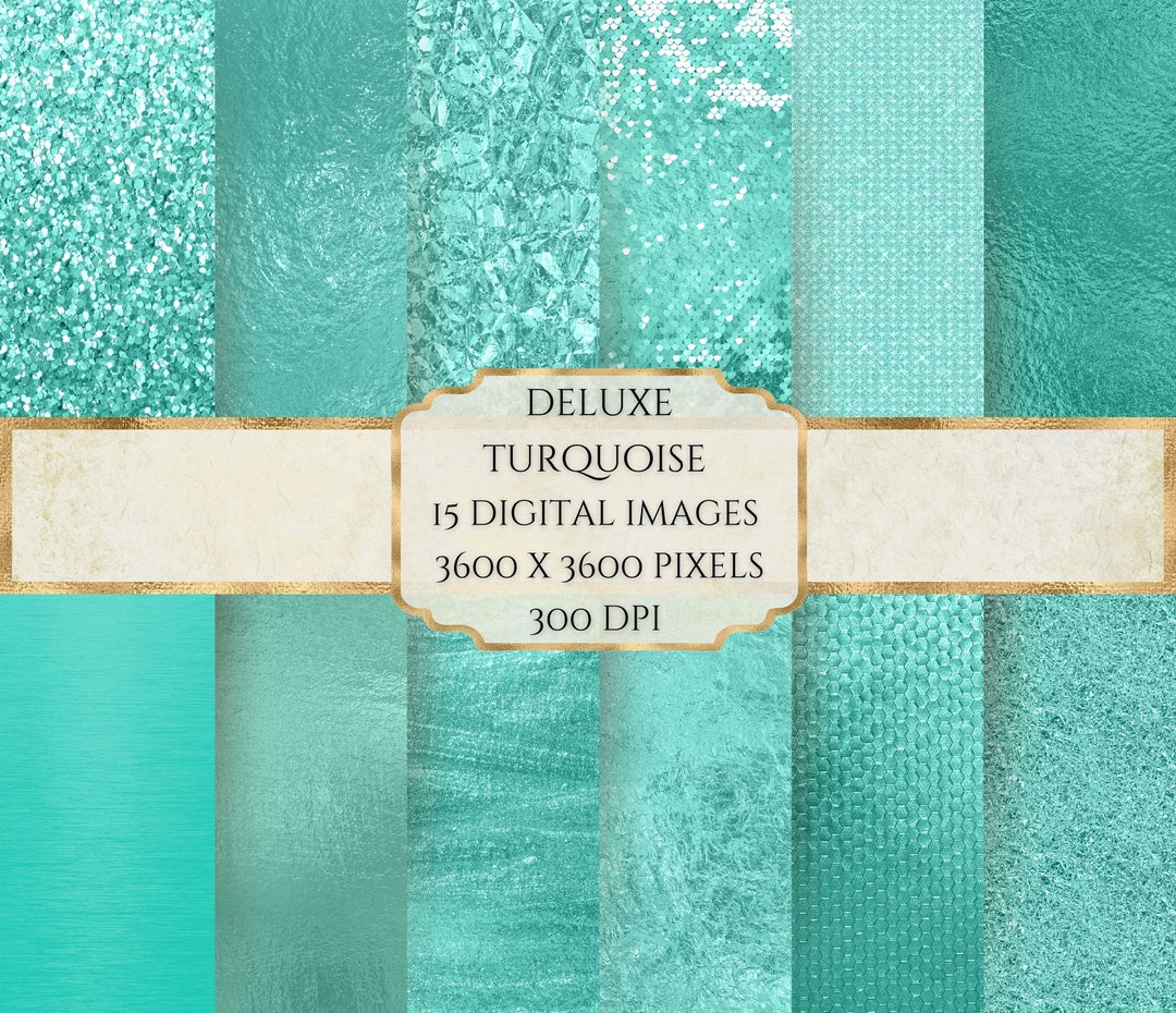 Turquoise Foil Digital Paper, Metallic Texture, Glitter Texture Paper ...