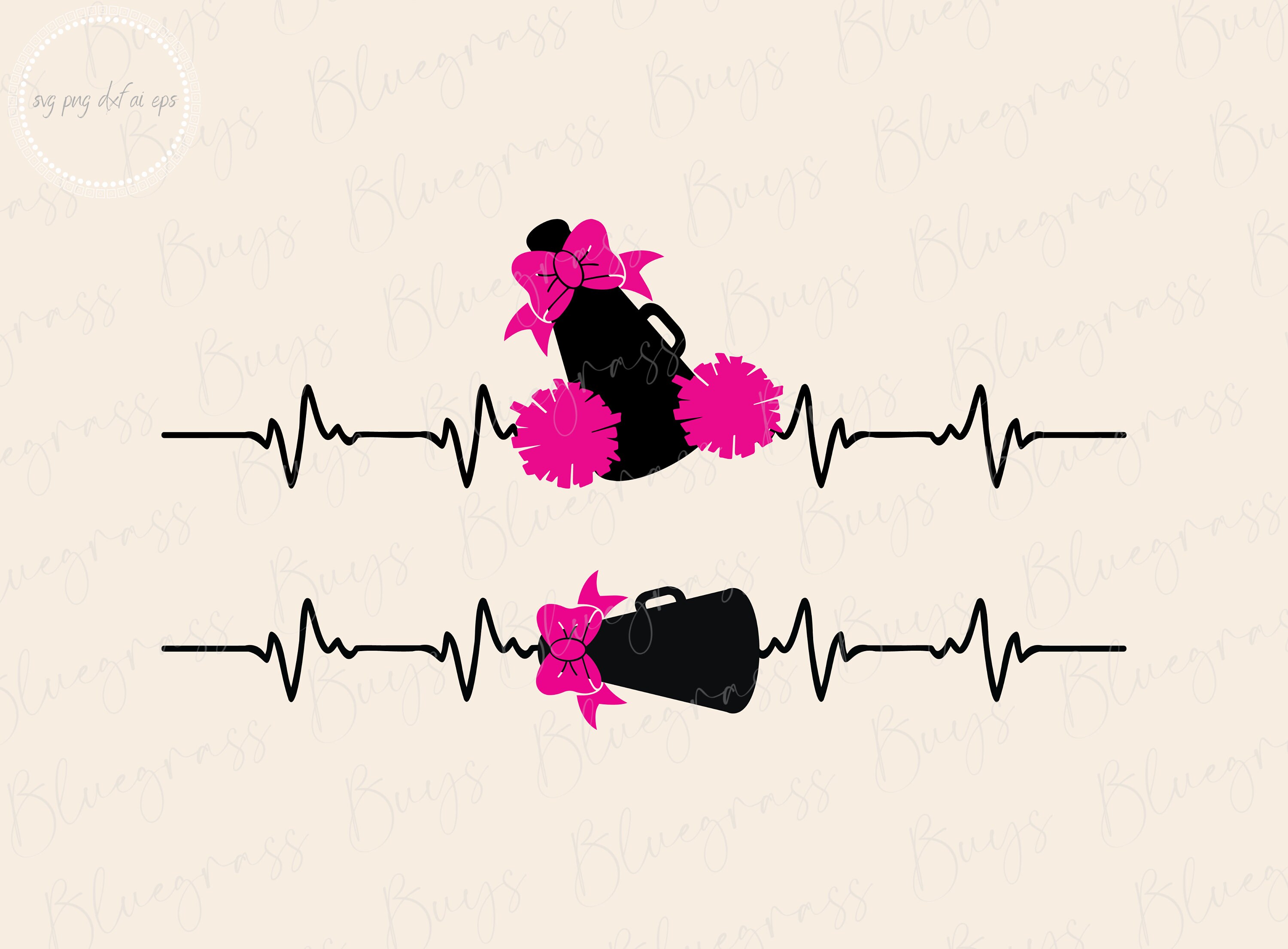 Cheer Megaphone Heartbeat SVG, Cheerlead Cut File, Heartbeat Pulse ...