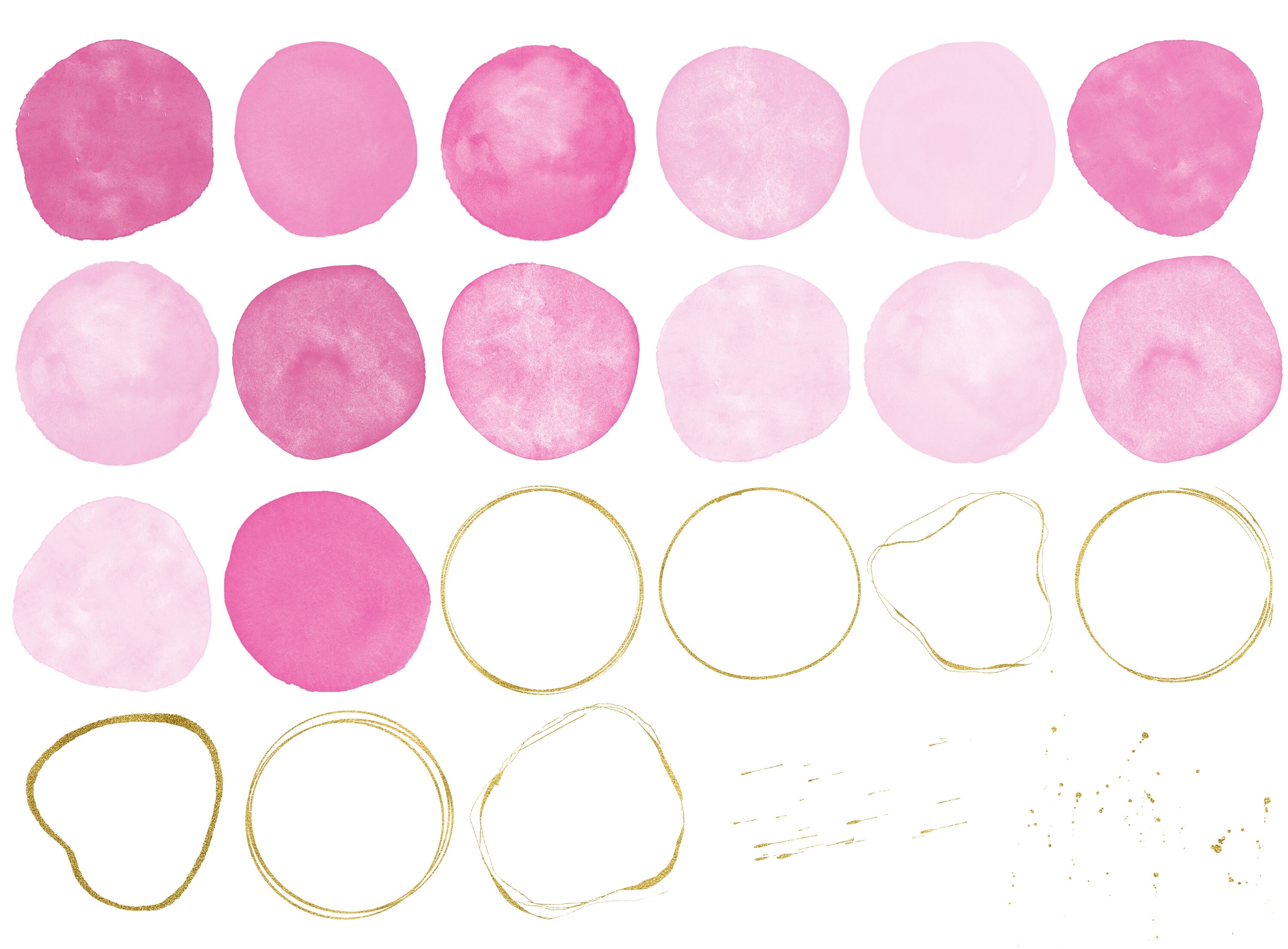 Bubble Gum Pink Watercolor Circle Elements Watercolor | Etsy