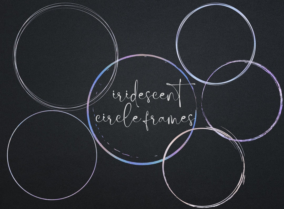 Iridescent Circle Frames, Frame Clipart, Round Metallic Circle Elements ...