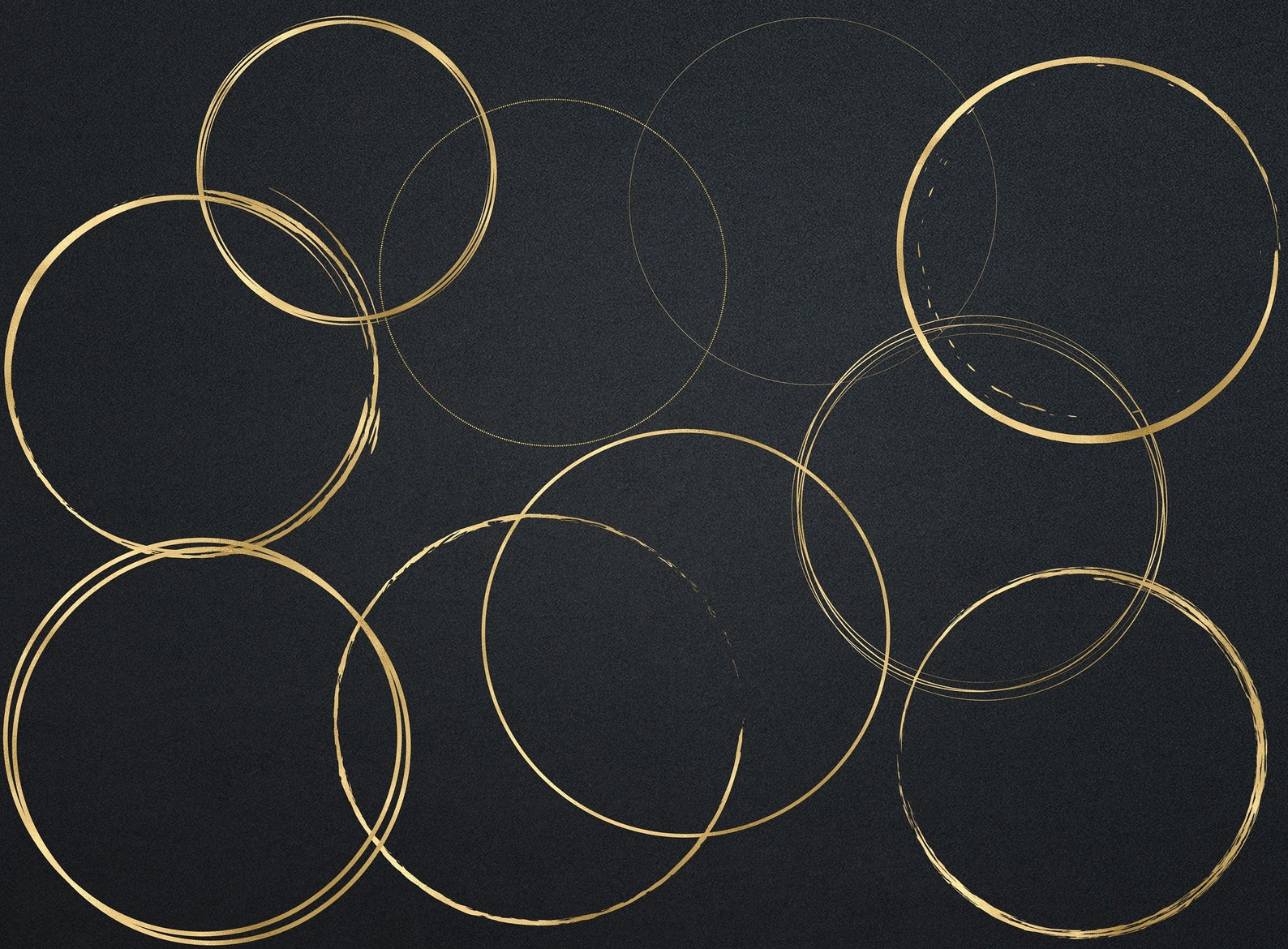 Gold Foil Circle Frames, Frame Clipart, Round Metallic Circle Elements ...