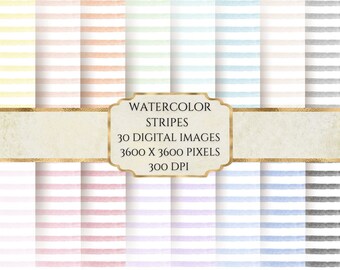 Watercolor Stripes Digital Paper - Etsy