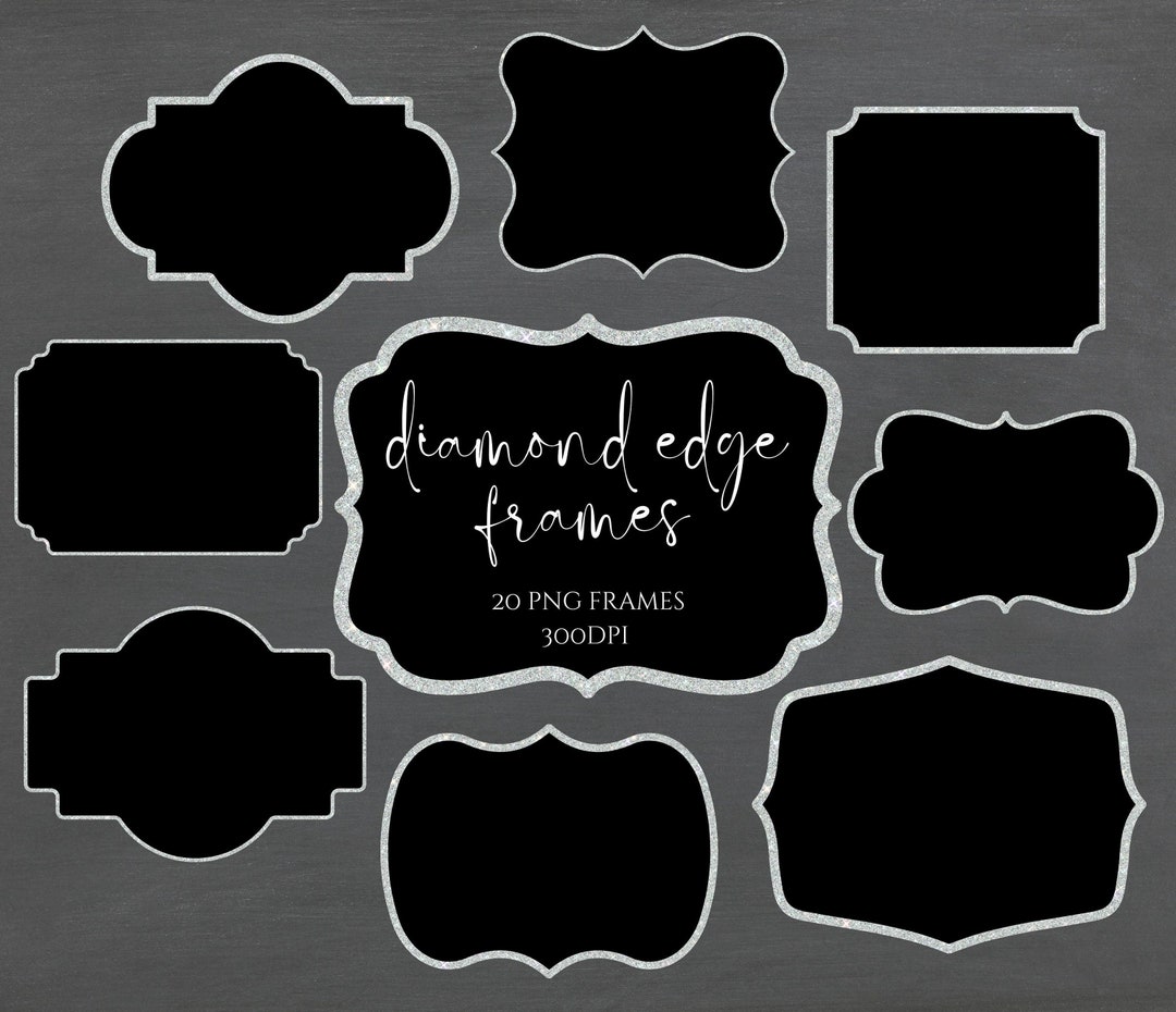 Diamond Edge Frames, Frame Clipart, Vintage Border Frames PNG - Etsy