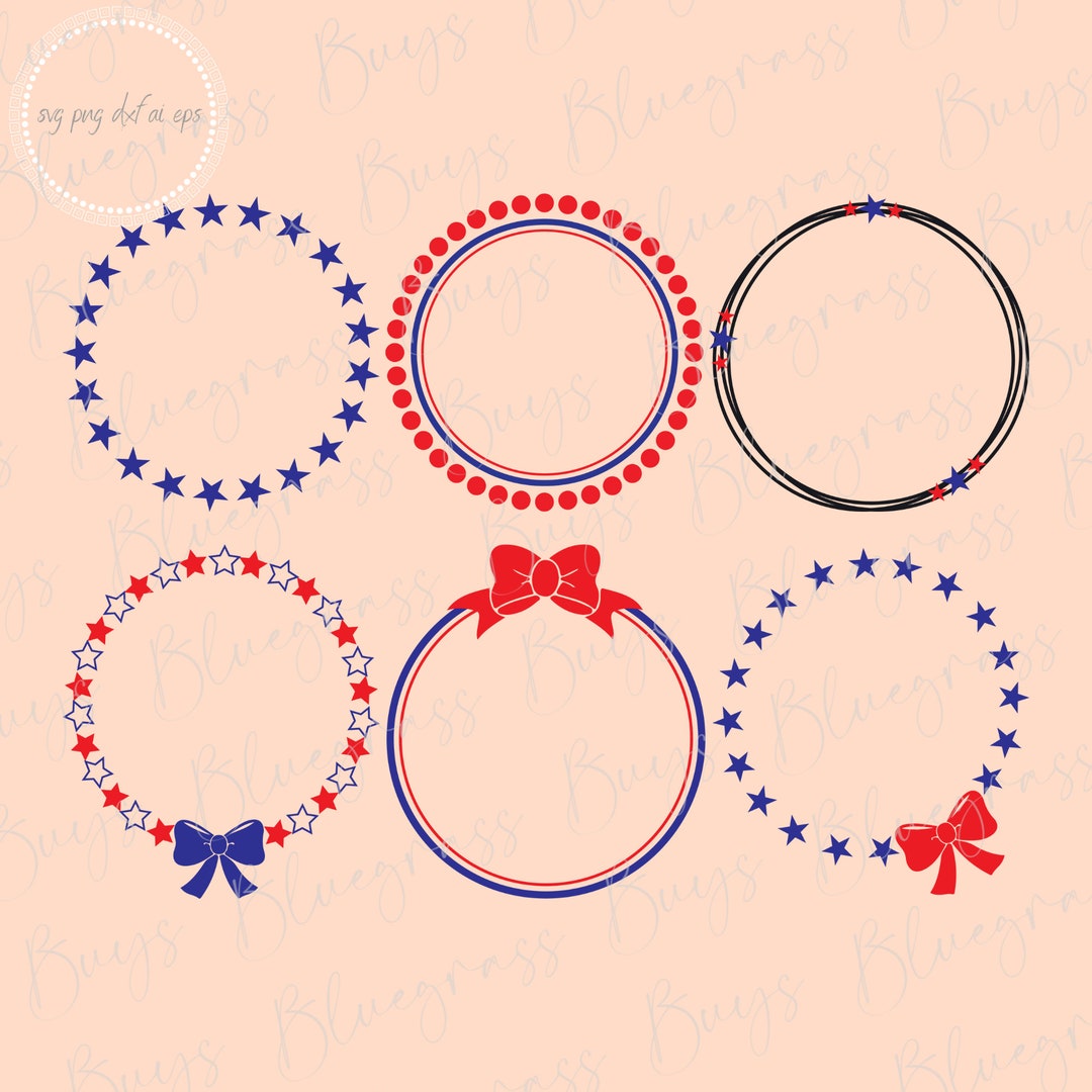 Patriotic Frames SVG, Monogram Frame Png, Patriotic Circle Frame Cut ...