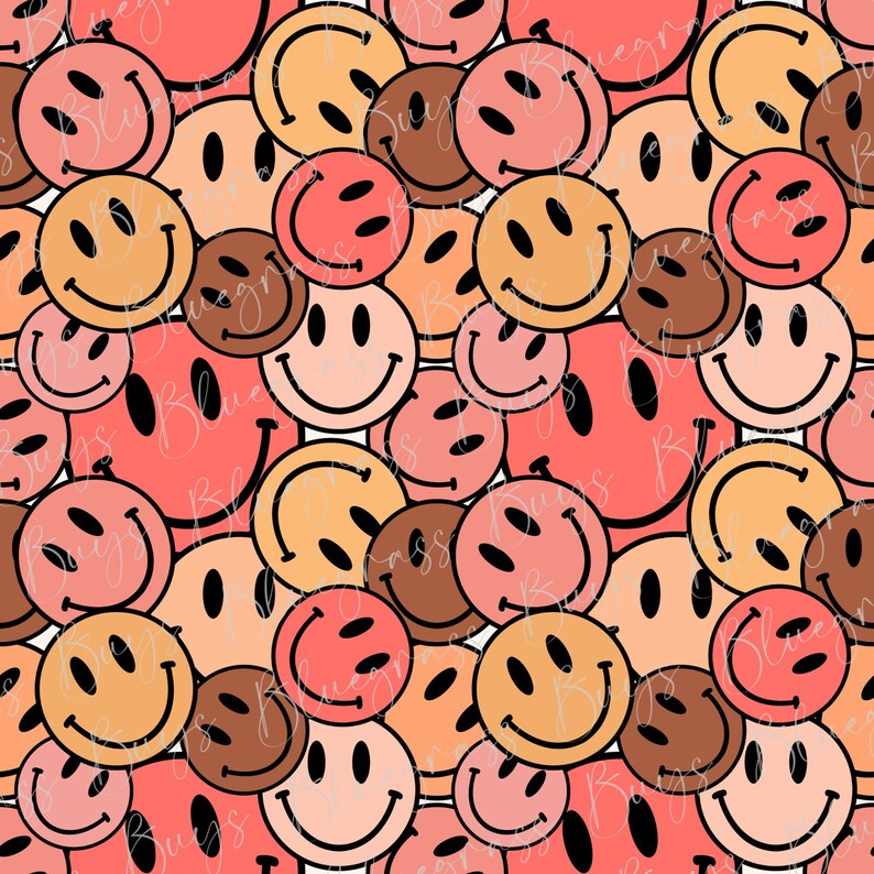 Retro Smiley Face Seamless Pattern Seamless Happy Face - Etsy