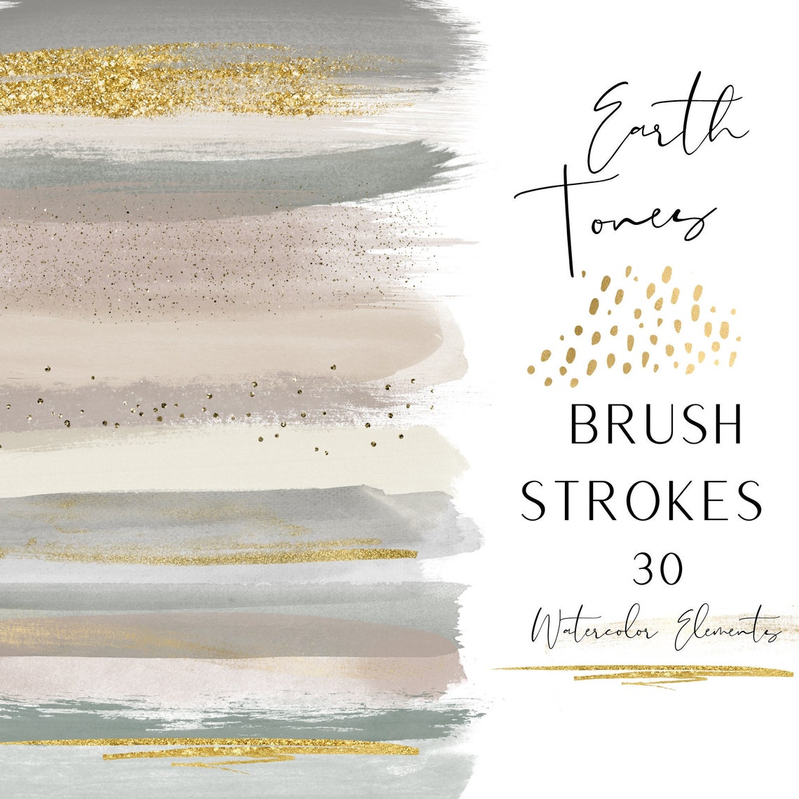 Earth Tones Watercolor Brush Strokes Watercolor Clipart - Etsy