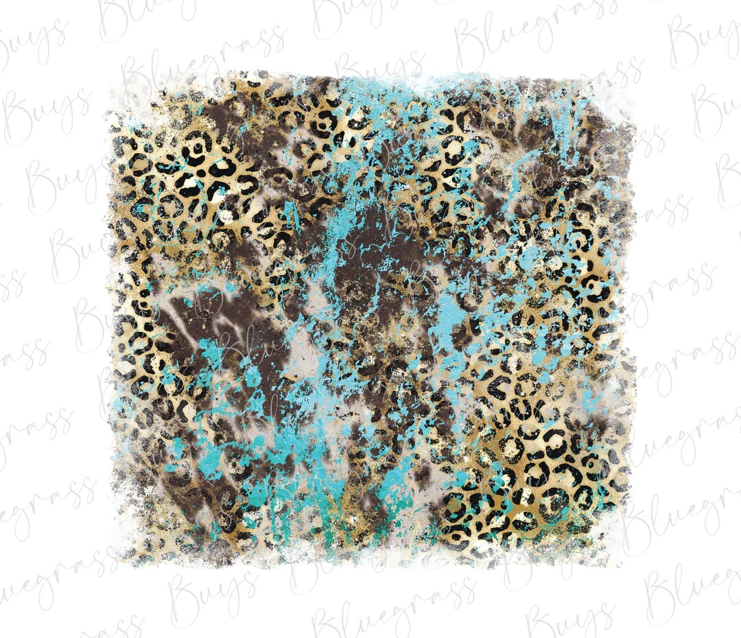 Turquoise, Cowhide and Leopard Background PNG, Distressed Animal Print ...