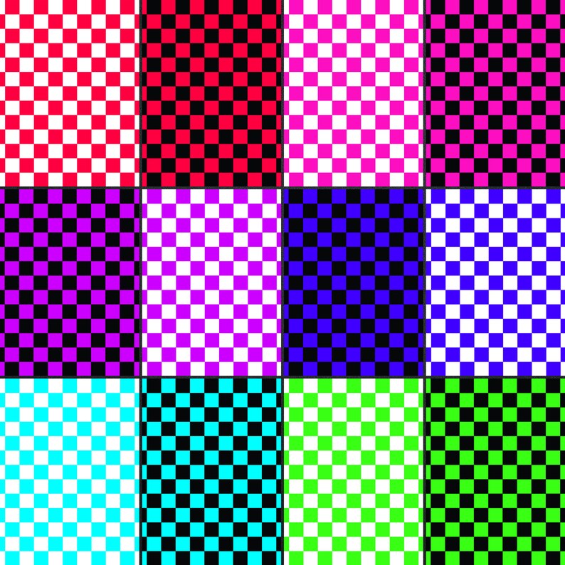 Neon Checkered Digital Paper Neon Check Pattern Printable - Etsy