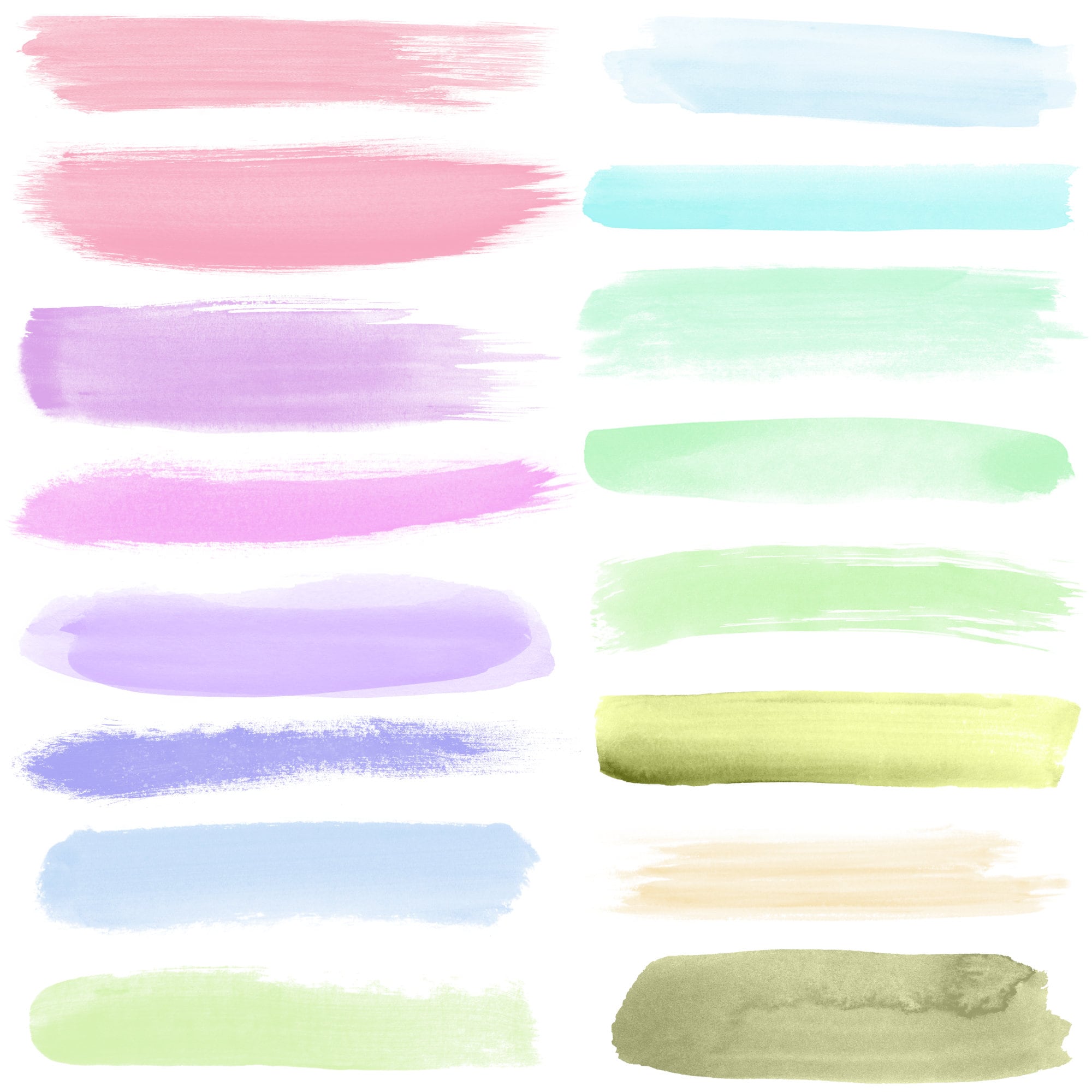 Pastel Watercolor Brush Strokes Watercolor Clipart Paint - Etsy