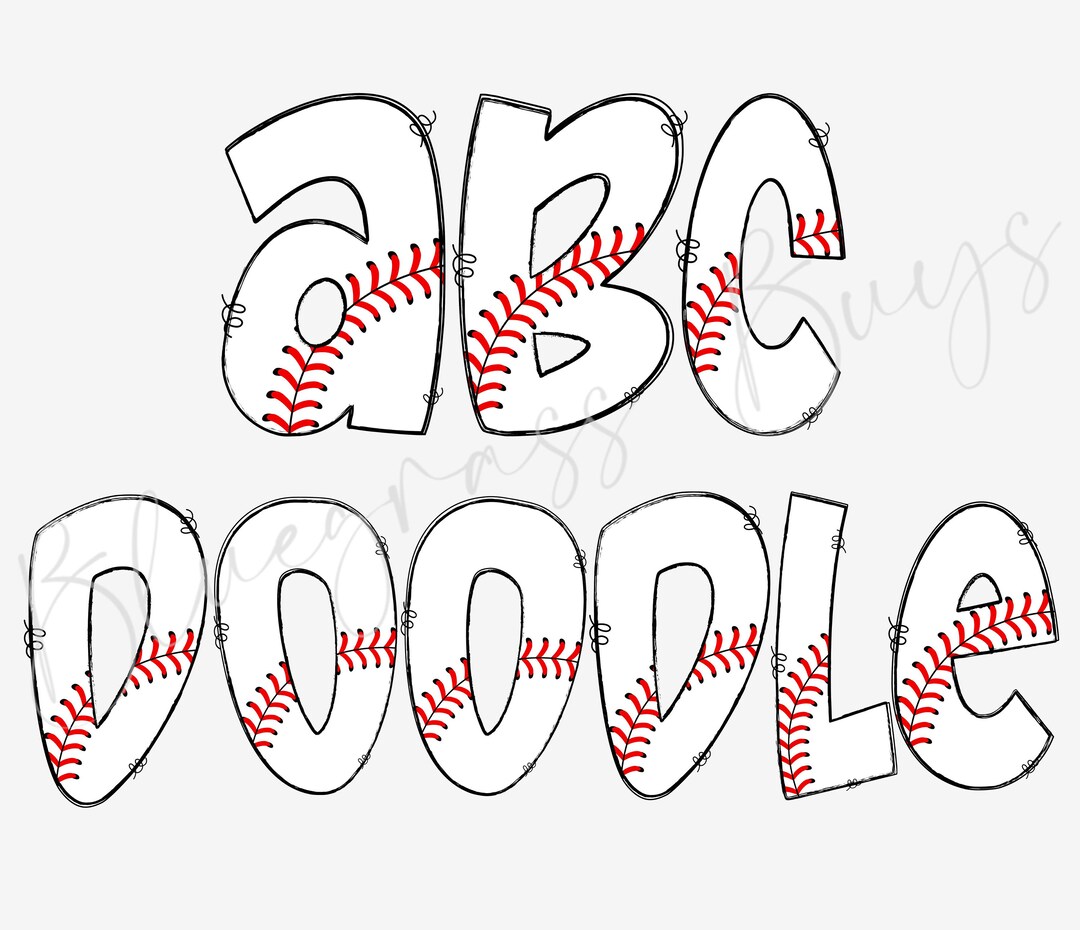Baseball Font, Baseball Alphabet Doodle, Baseball Stitches, Alphabet ...