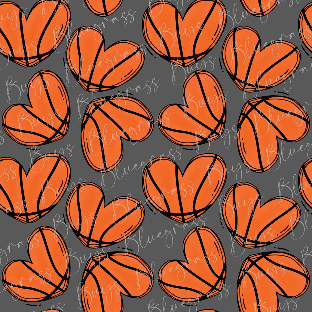Basketball Seamless Pattern, Basketball Hearts Repeating Pattern ...