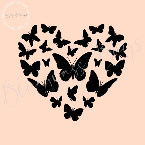 Butterfly Heart Flying Svg - Etsy