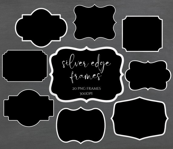 Silver Foil and Black Frames Frame Clipart Vintage Border - Etsy
