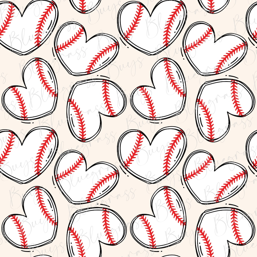 Baseball Seamless Pattern, Baseball Hearts Repeating Pattern, Sports ...