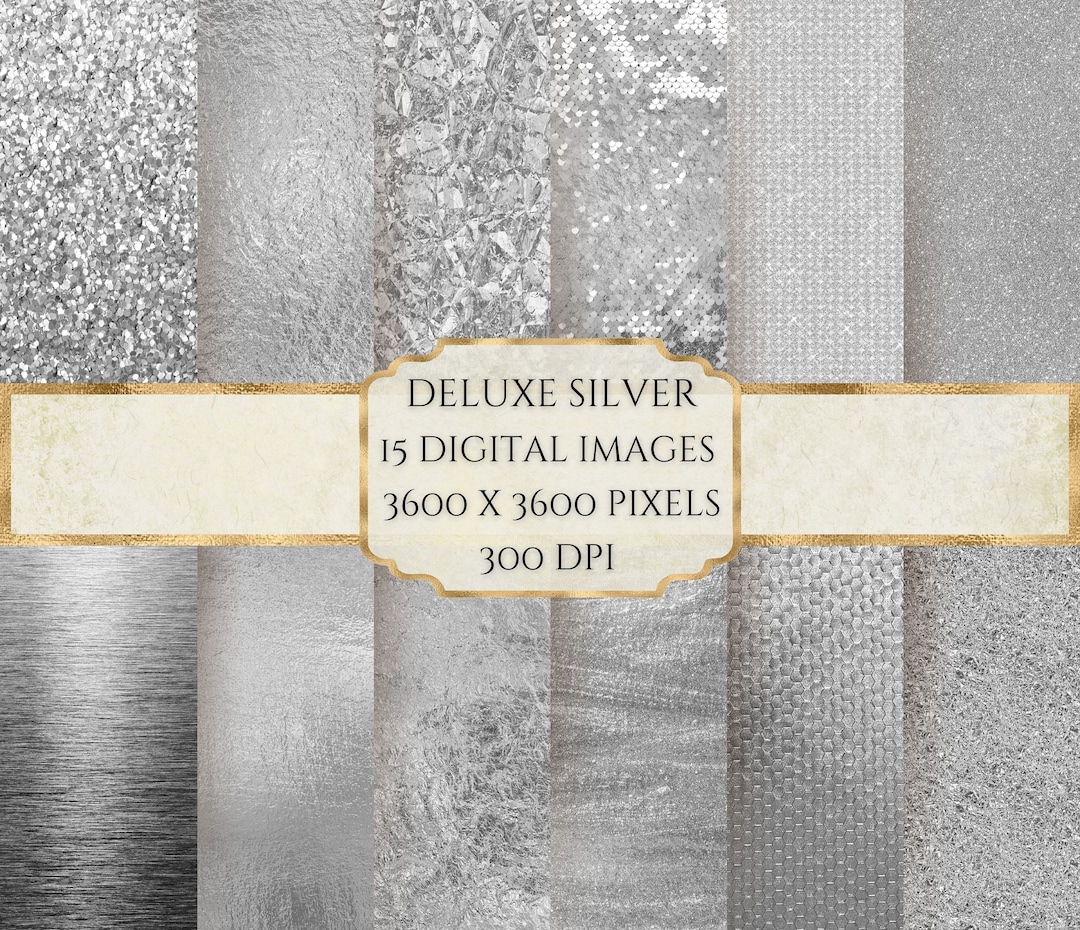 Silver Digital Paper, Metallic Texture, Glitter Texture Paper ...