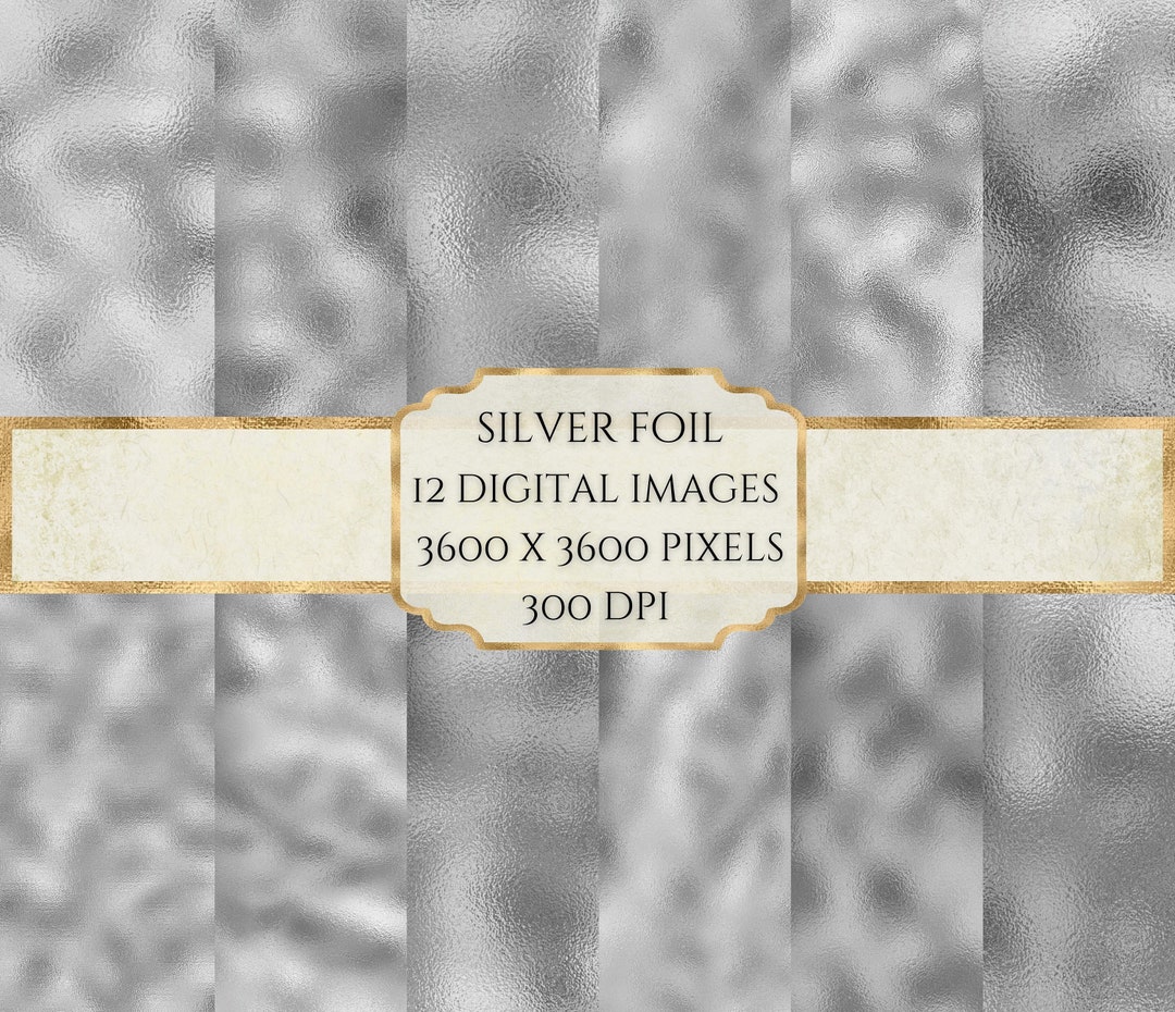 Silver Foil Digital Paper, Metallic Texture, Foil Texture Paper ...