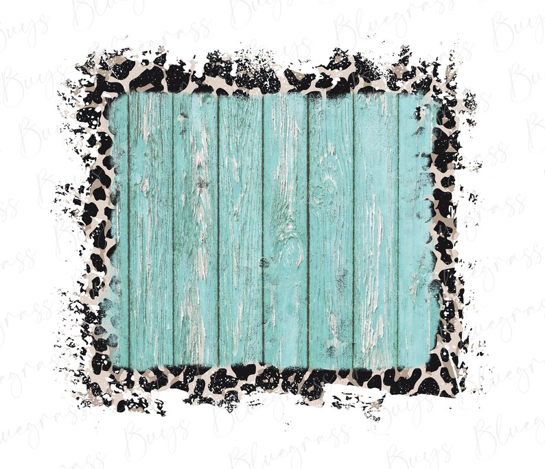 Wood Turquoise and Leopard Background PNG Leopard Wood Frame | Etsy
