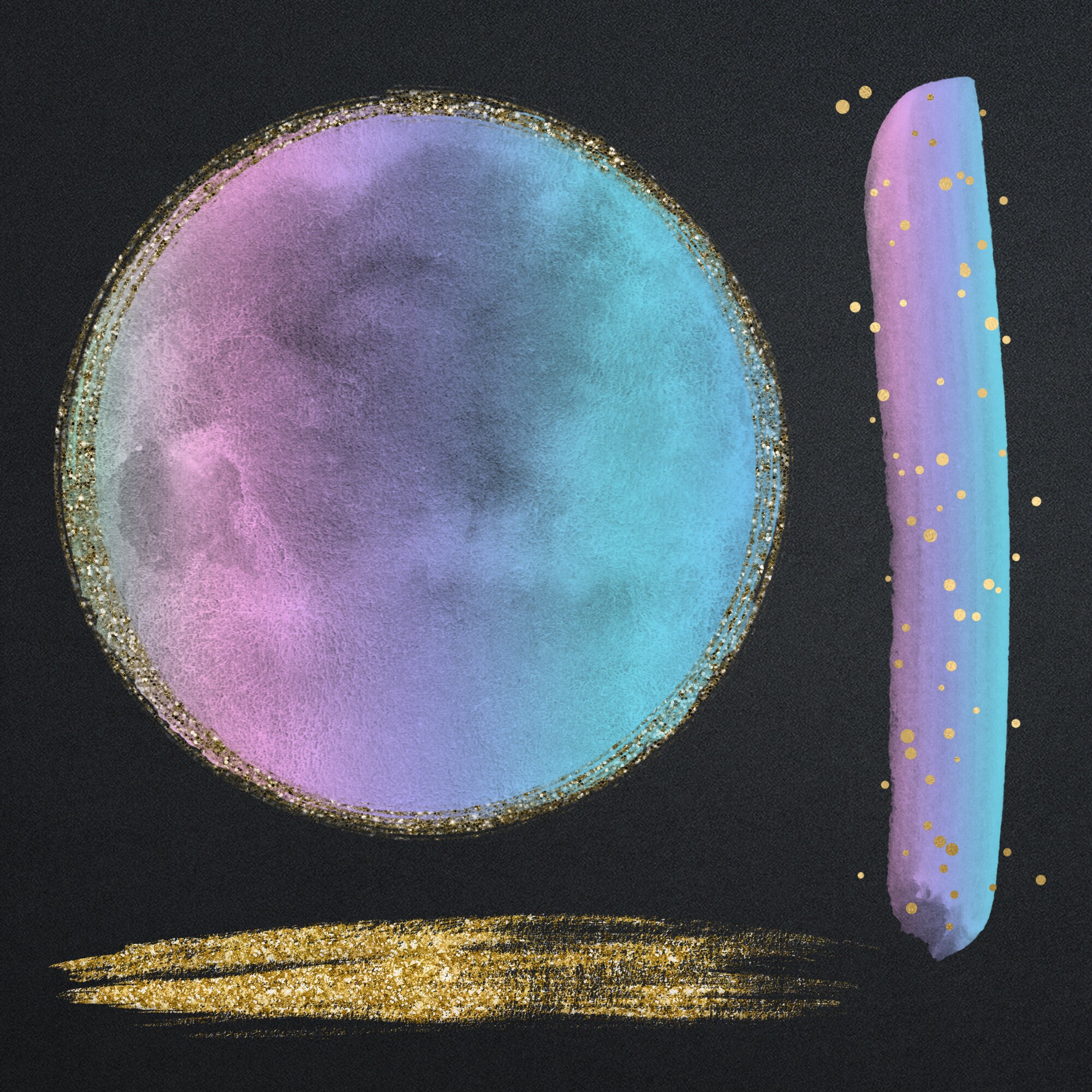 Iridescent and Gold Watercolor Elements - Watercolor Clipart - Frame ...