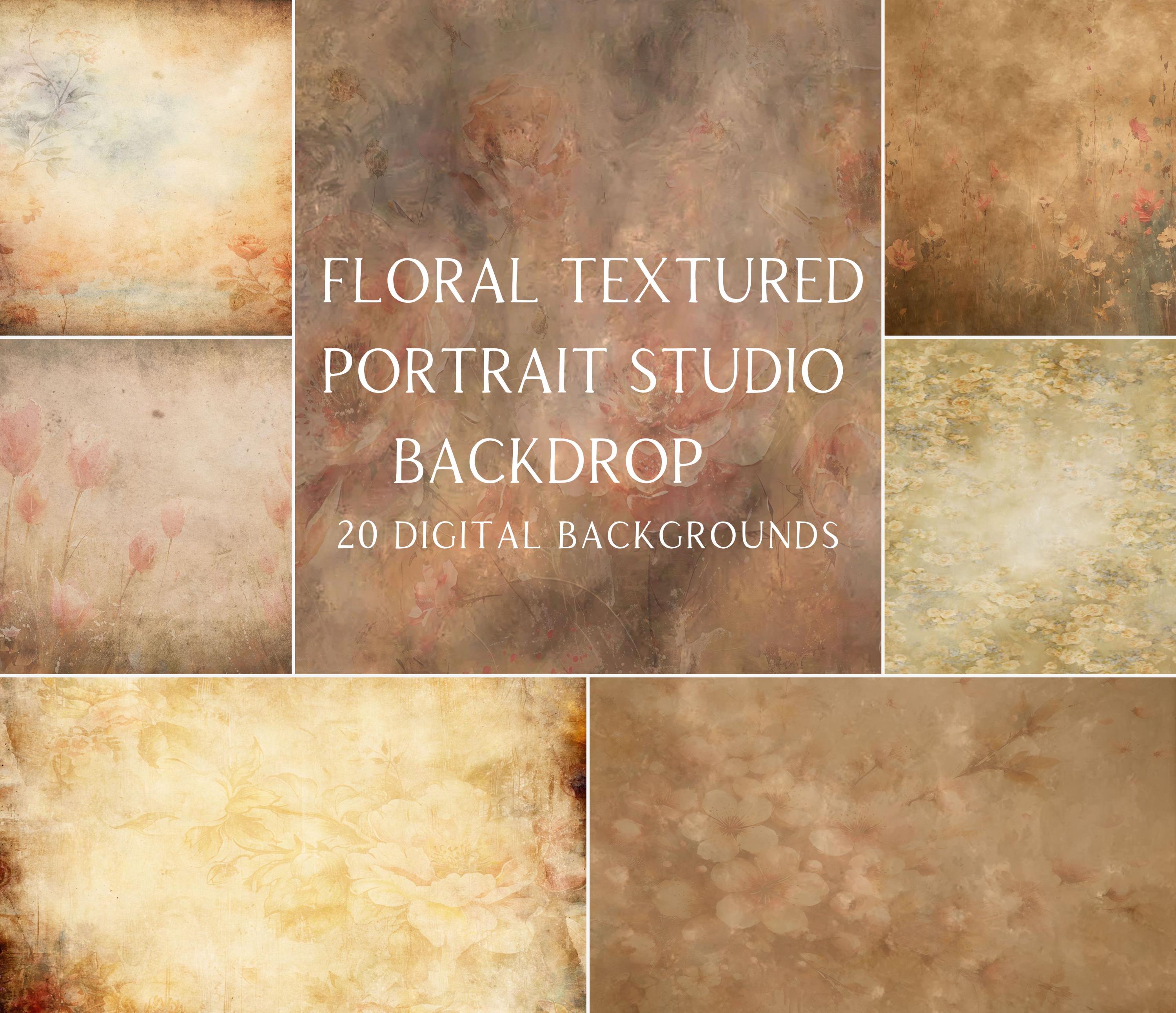 Floral Textured Portrait Background, Vintage Photography Backdrop ...