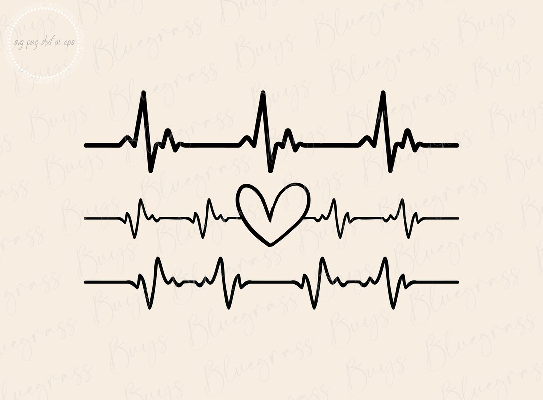 Heartbeat Line SVG Files | ECG EKG Cut Files | Healthcare Vector Files ...