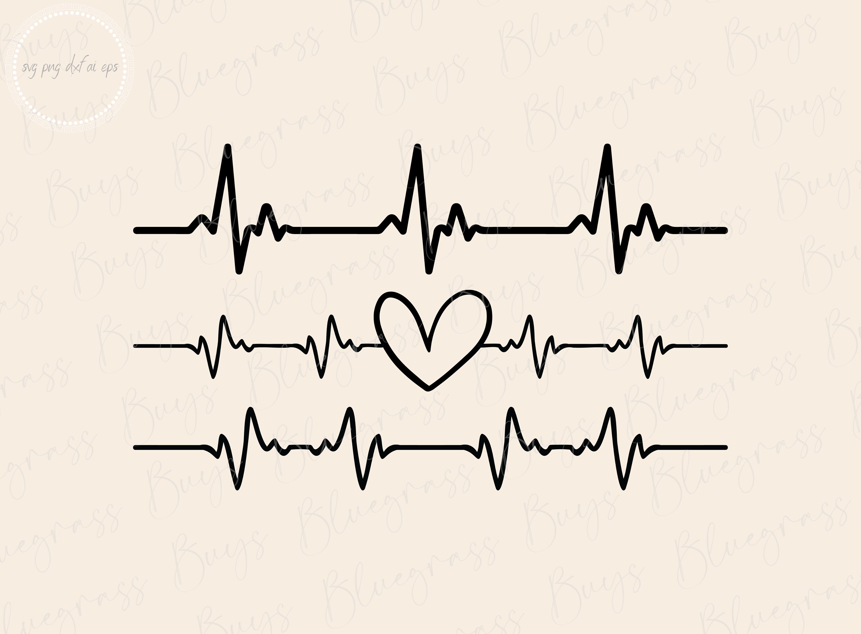 Heartbeat Line SVG Files | ECG EKG Cut Files | Healthcare Vector Files ...
