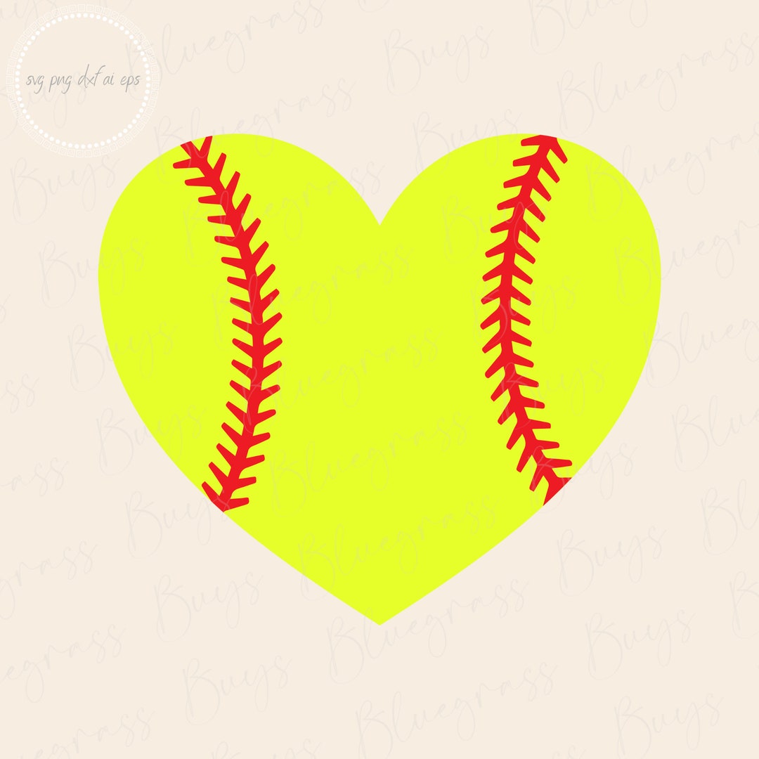Softball Heart SVG, Softball SVG, Softball Love Heart Png, Softball ...