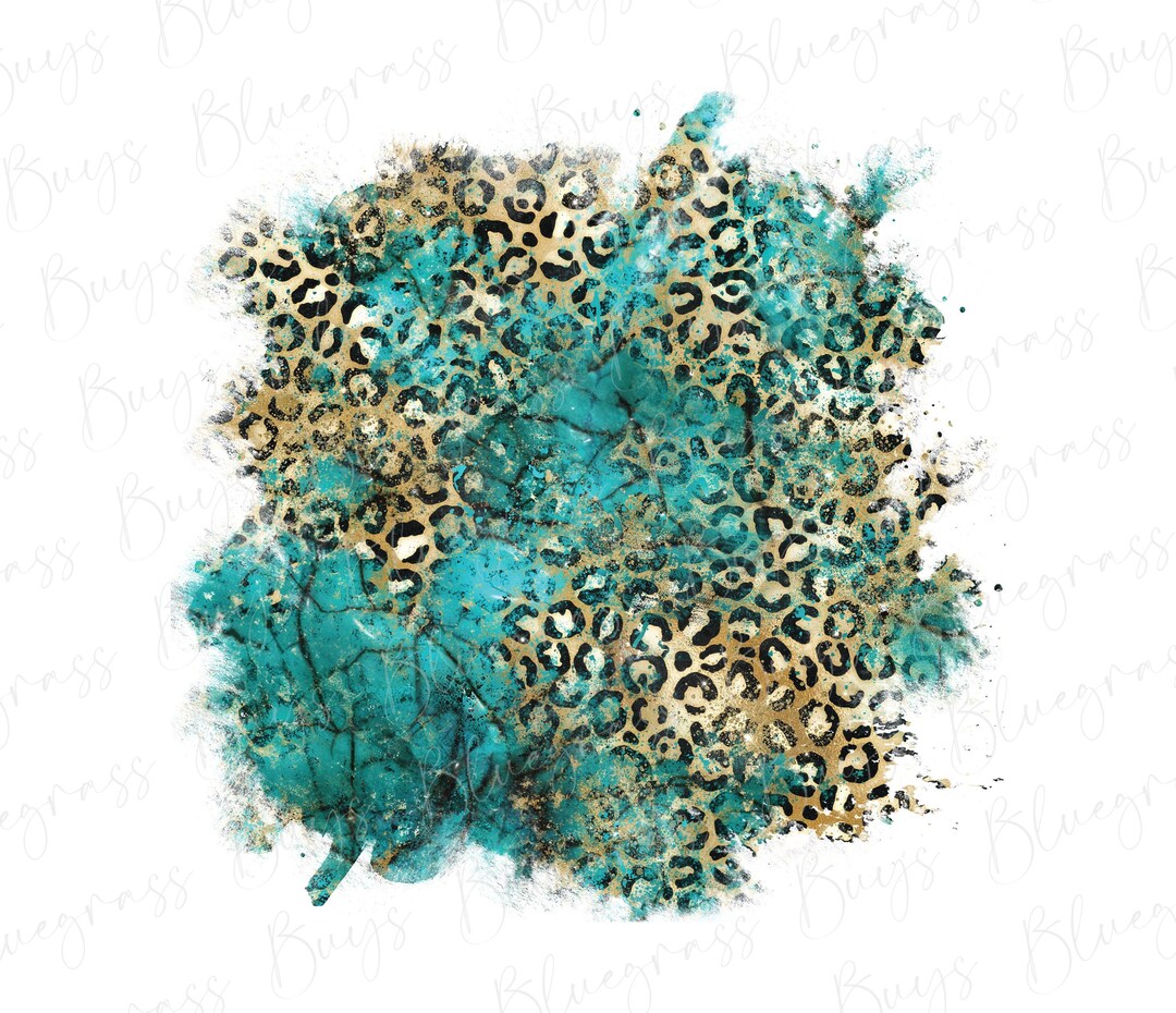 Turquoise Leopard Background PNG, Grunge Cheetah Backsplash, Distressed ...