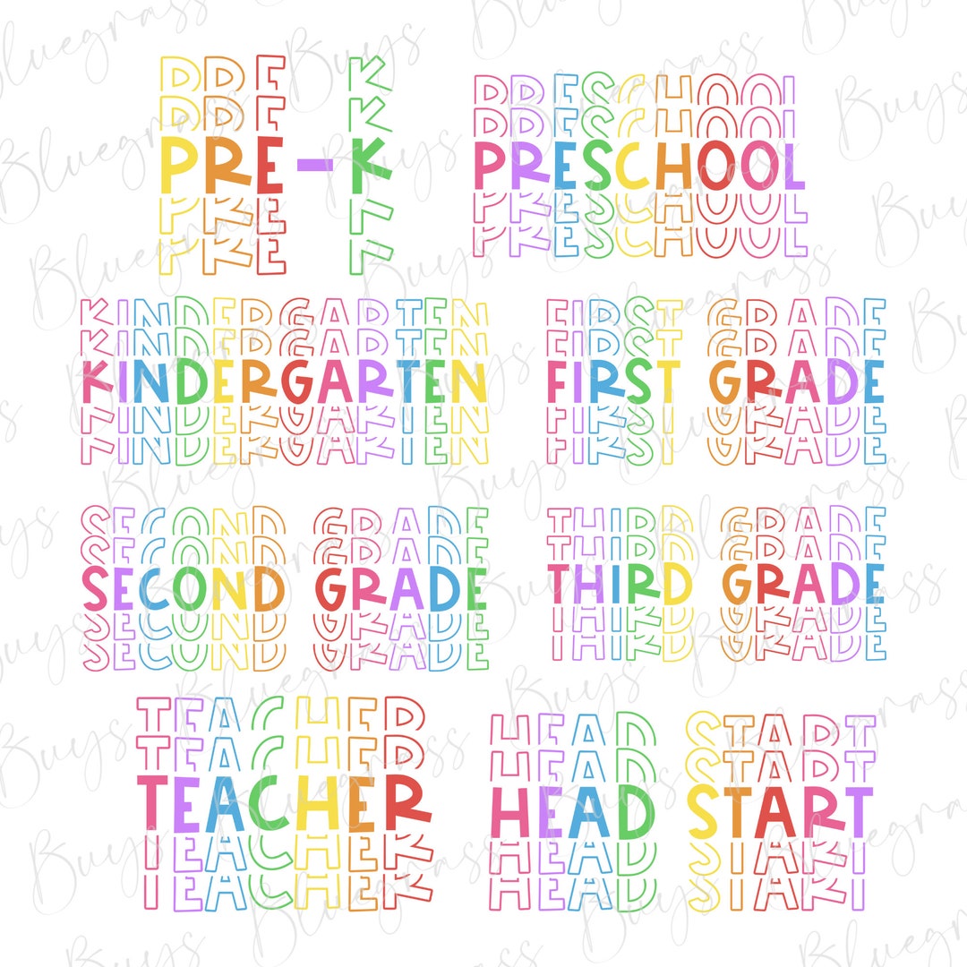School Grade Bundle SVG - Rainbow SVG - Back to School SVG - Digital ...