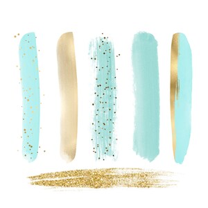 Turquoise and Gold Watercolor Elements - Watercolor Clipart - Frame ...