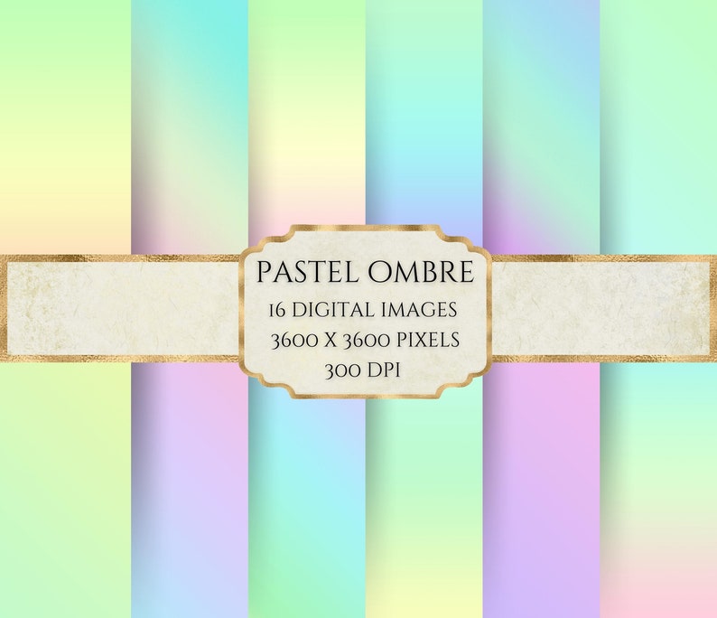 Pastel Ombre Digital Paper, Rainbow Pastel Gradient, Printable ...