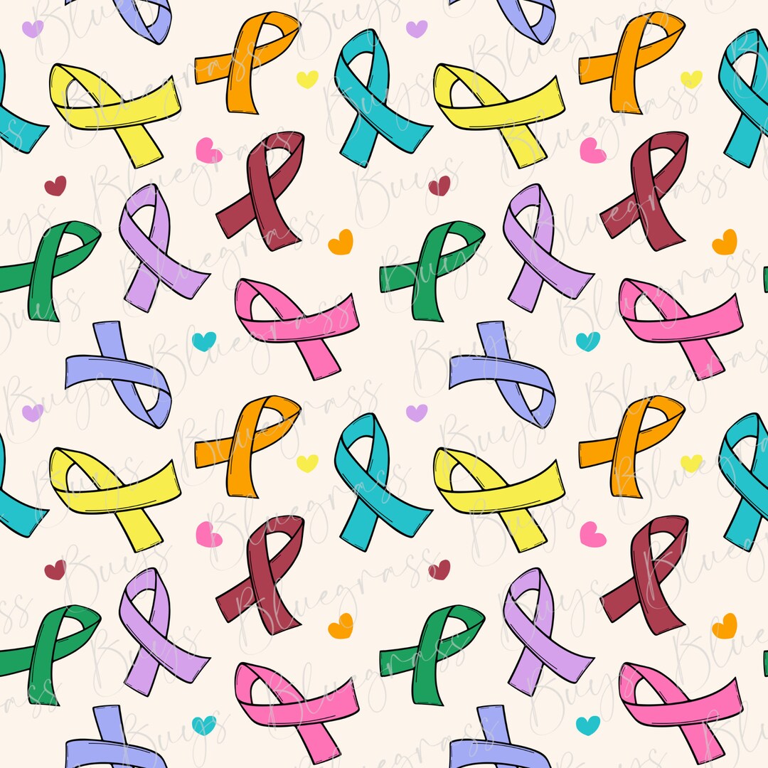 Cancer Ribbon Seamless Pattern, Cancer Awareness Repeating Pattern - Etsy