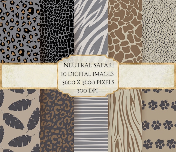 Neutral Safari Digital Paper Animal Print Paper Glitter | Etsy