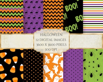 Halloween Skull Spiders Digital Papers, Seamless Repeat Pattern, Spooky ...