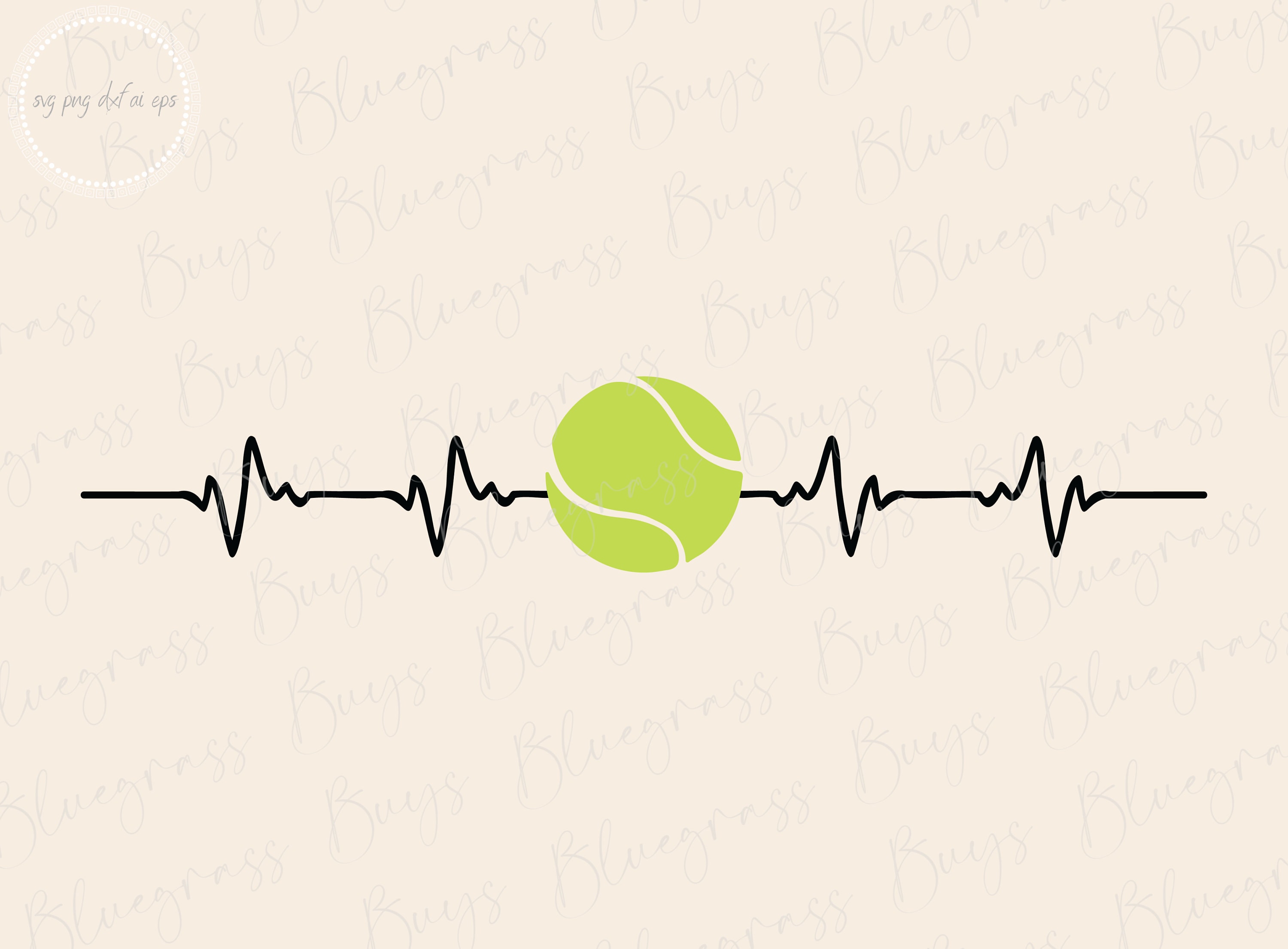 Tennis Ball Heartbeat SVG, Tennis, Cut File, Sports Clipart, EKG ...