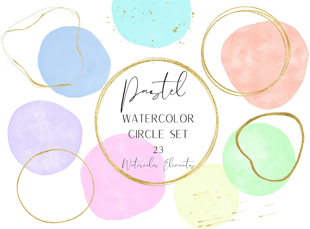 Pastel Watercolor Circle Elements - Watercolor Clipart - Frame Elements ...